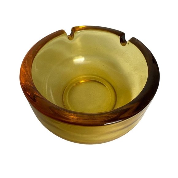 Unknown | Other | Vintage Glass Ashtray Small Round Amber Collectible ...